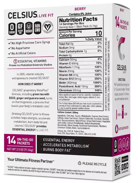 Celsius Berry Powder Drink Mix Sticks - 14pk – Box Oregon