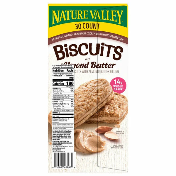 Nature Valley Biscuits with Almond Butter, 1.35 oz, 30-count – Box Oregon